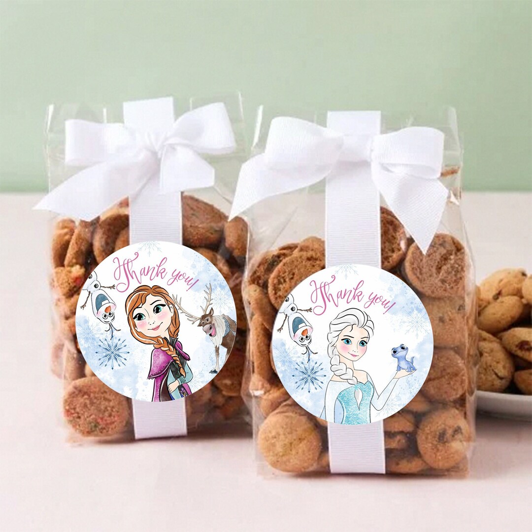FROZEN Circle Stickers Thank You Tag, Favor Tags Elsa and Anna Frozen ...