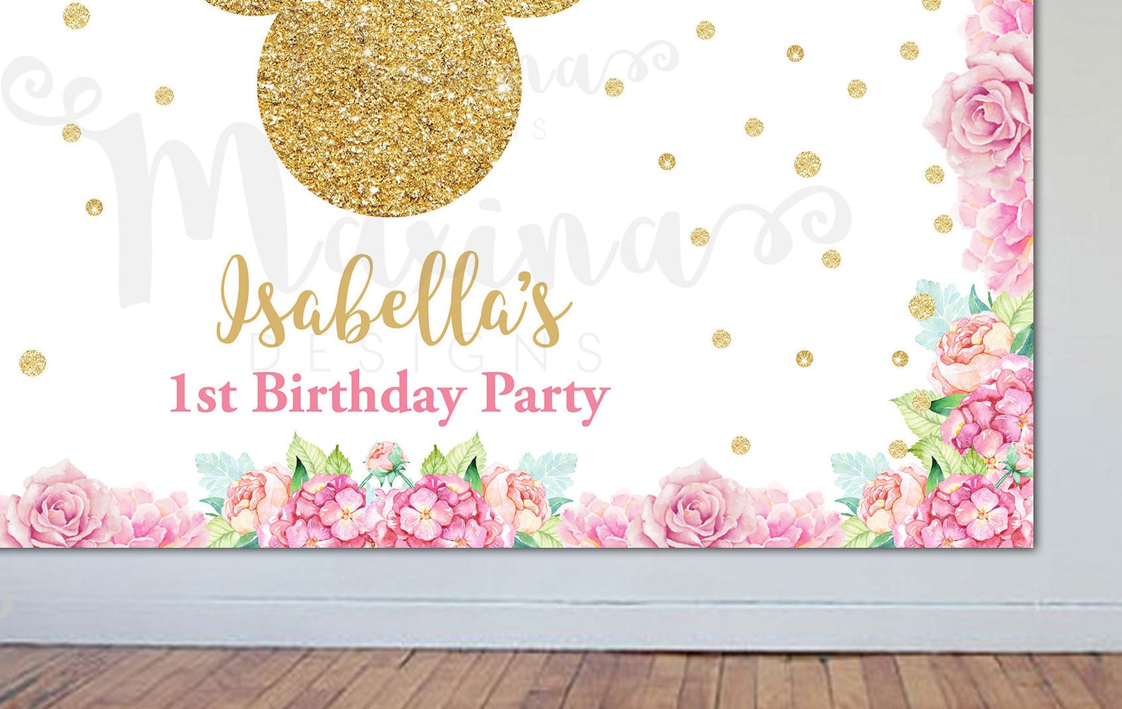 Minnie Mouse Backdrop Minnie Mouse Wall Decall Minnie Mouse - Etsy