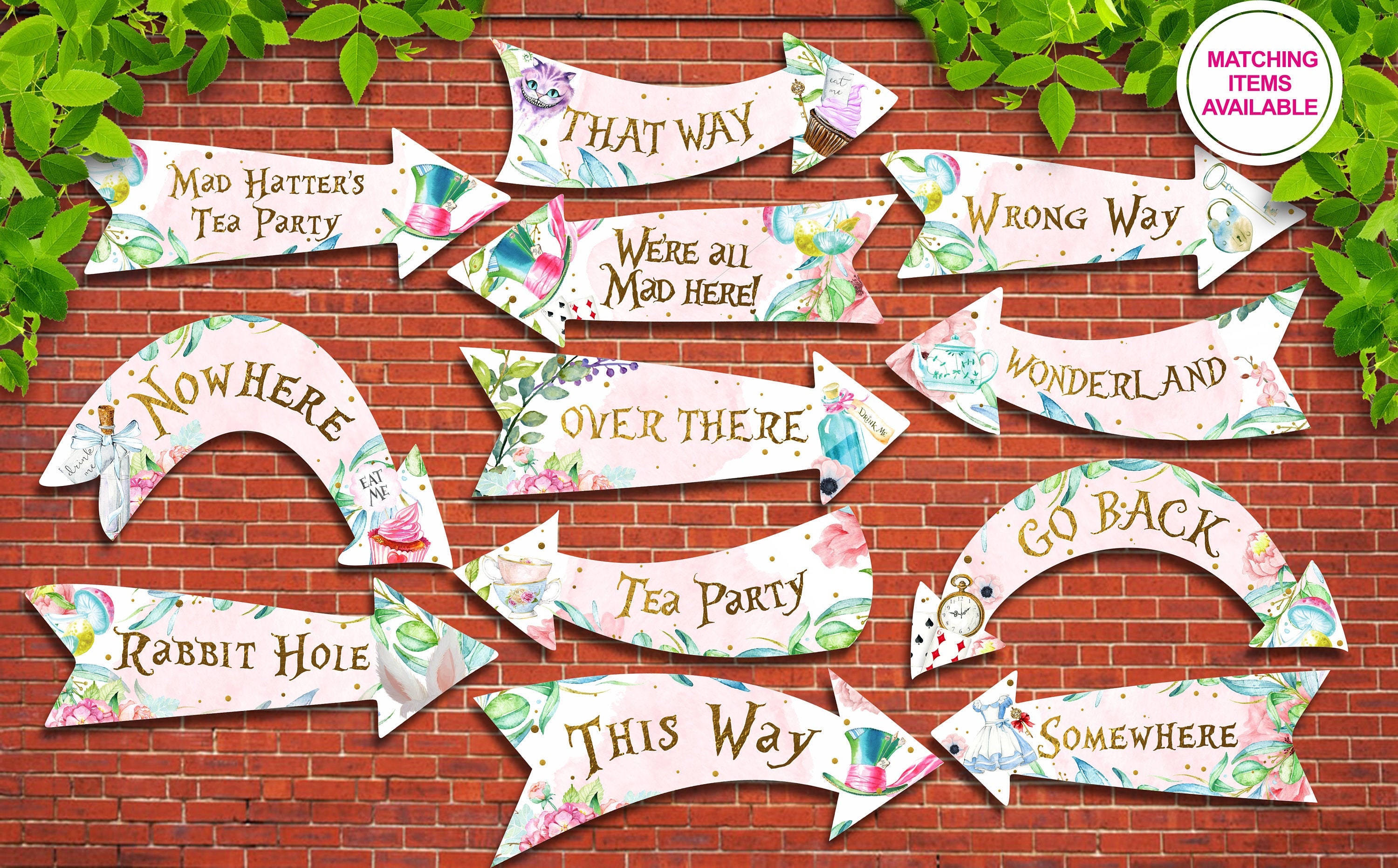 ALICE IN WONDERLAND Party Signs Alice in Wonderland Arrows | Etsy