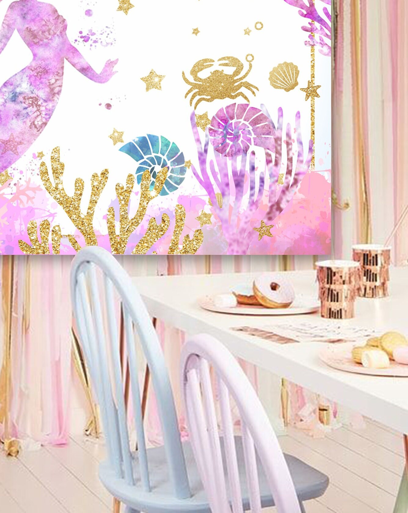 MERMAID Birthday Wall Backdrop Mermaid Birthday Party Banner | Etsy