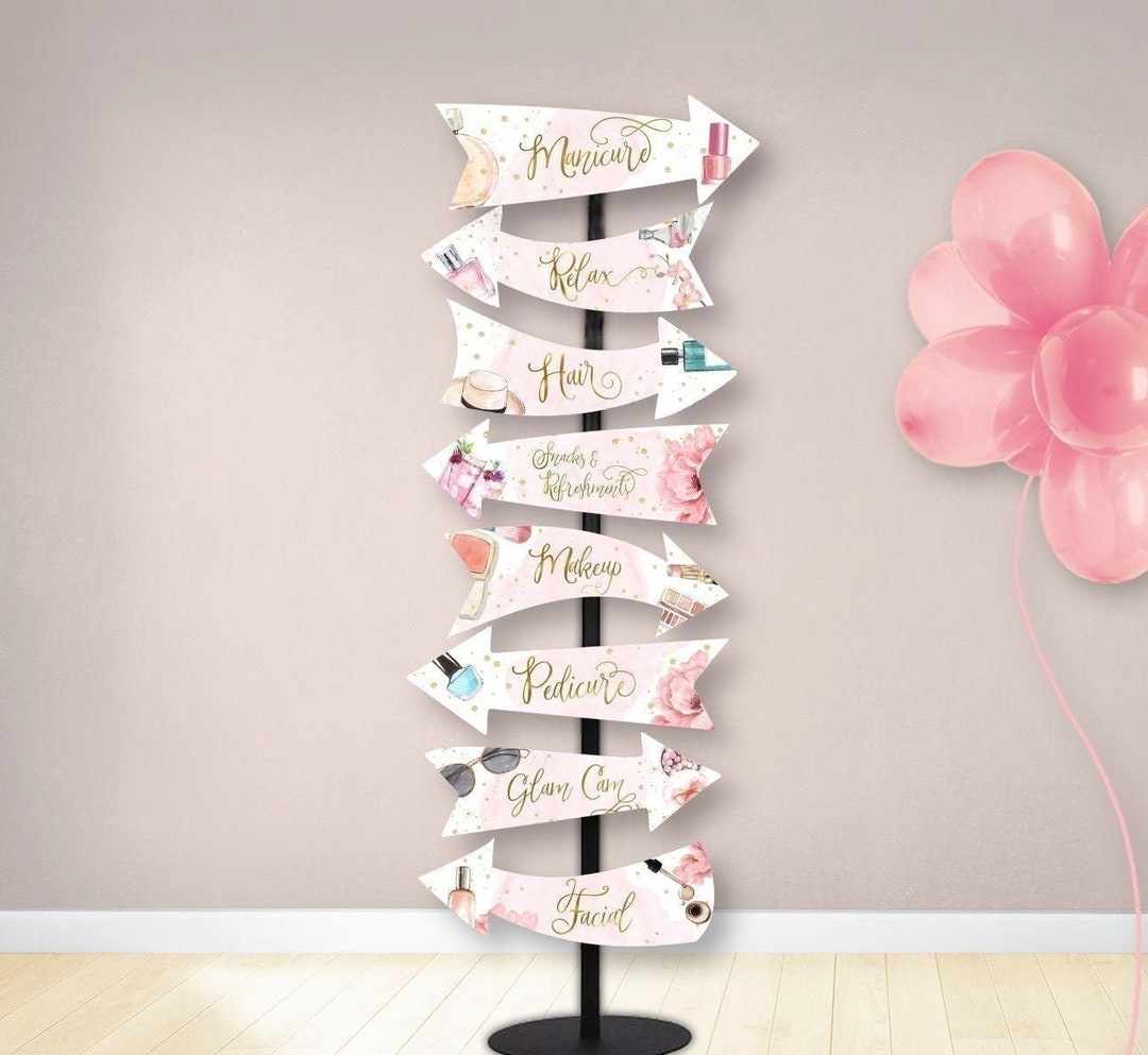 SPA Birthday Welcome Signs Arrows, SPA Birthday Party Activity Sign ...
