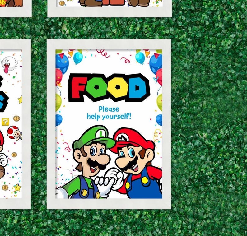 Super Mario & Luigi Birthday Signs Bundle | Kids Party Posters Set - Etsy