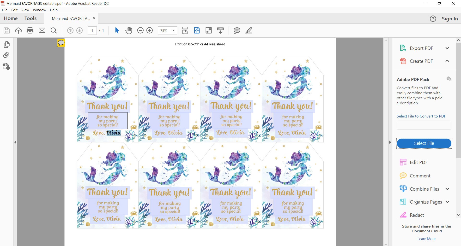 Mermaid Favor Tag Mermaid Birthday Party Tags Mermaid Party | Etsy