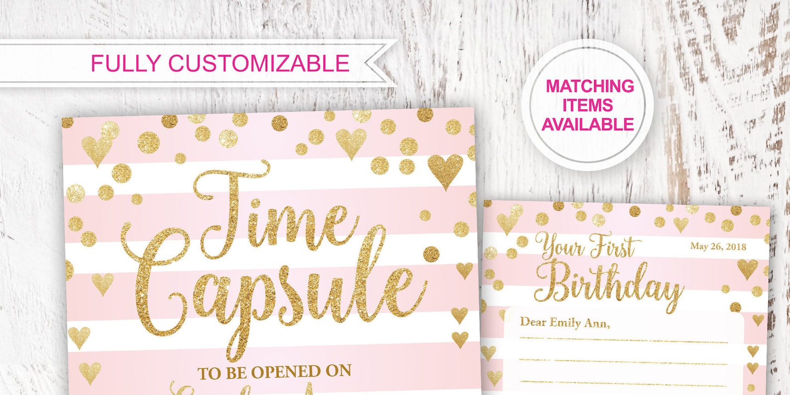 Baby Time Capsule Sign Message Note 1st Birthday Girl Time - Etsy