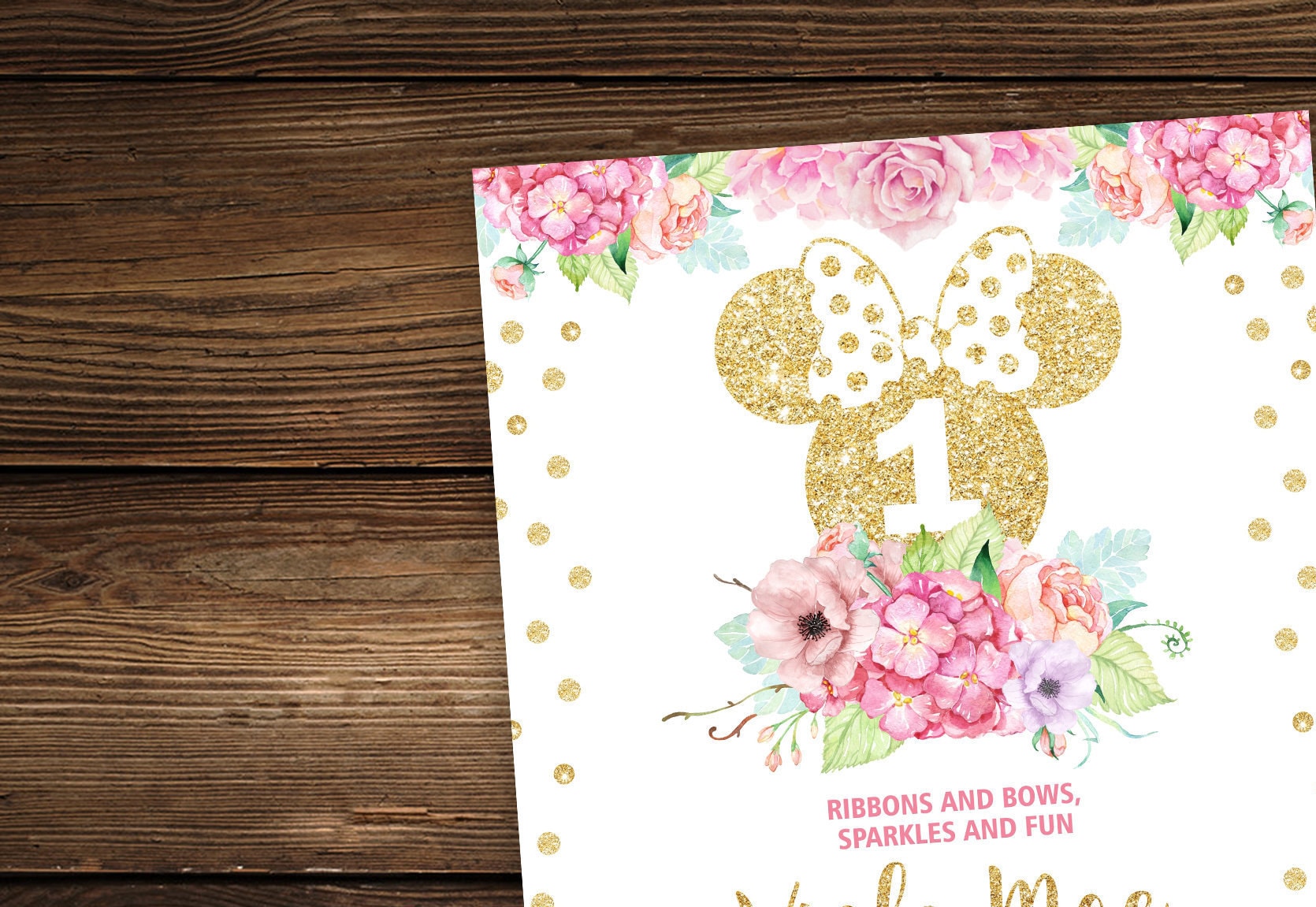 Minnie Mouse Invitation 1st Birthday Invitation Girl Minnie | Etsy