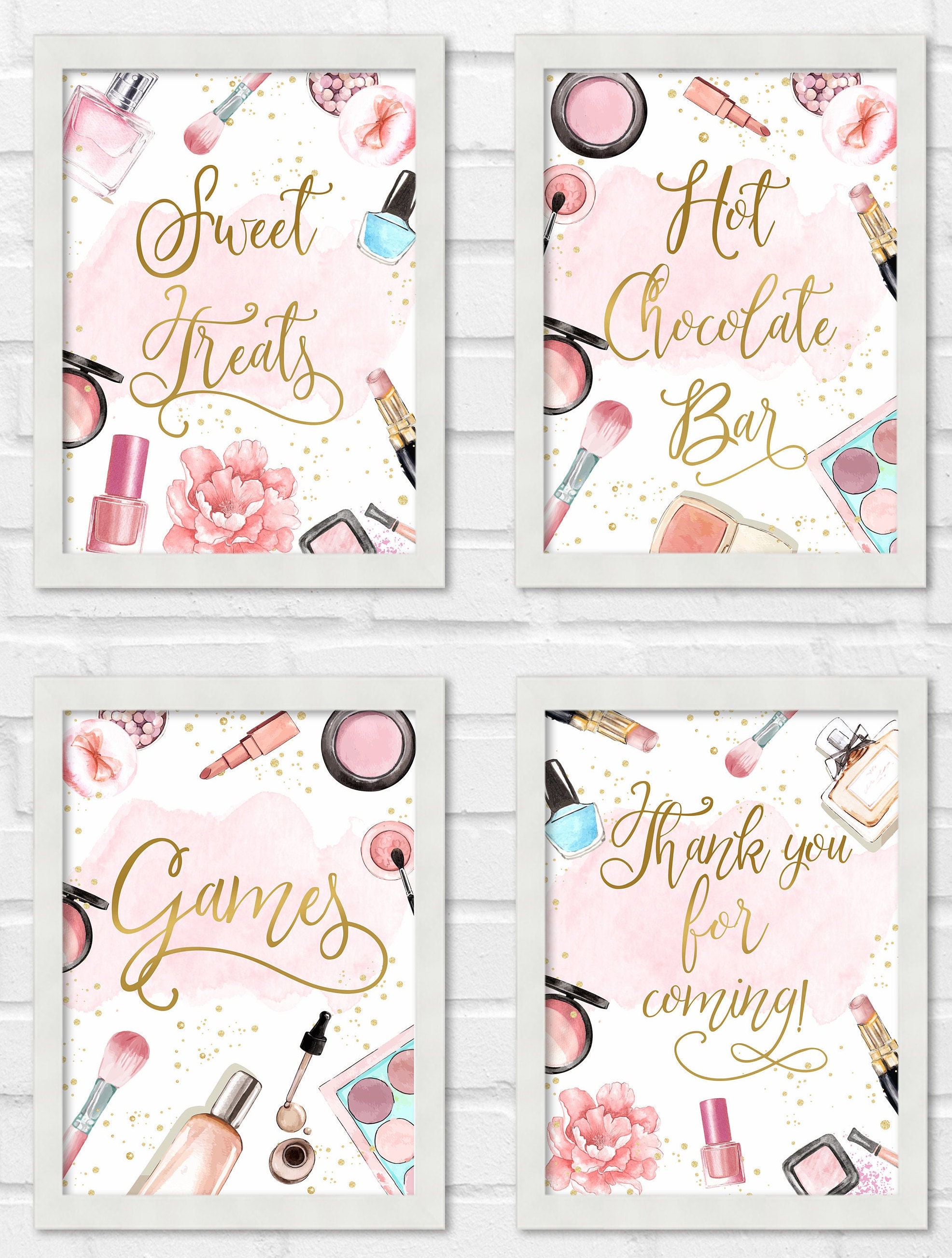 SPA Birthday Signs Makeup Sign Spa Party Posters Favors | Etsy