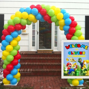SUPER MARIO Welcome Sign 1st Birthday Party Boy, Mario Bros Luigi ...