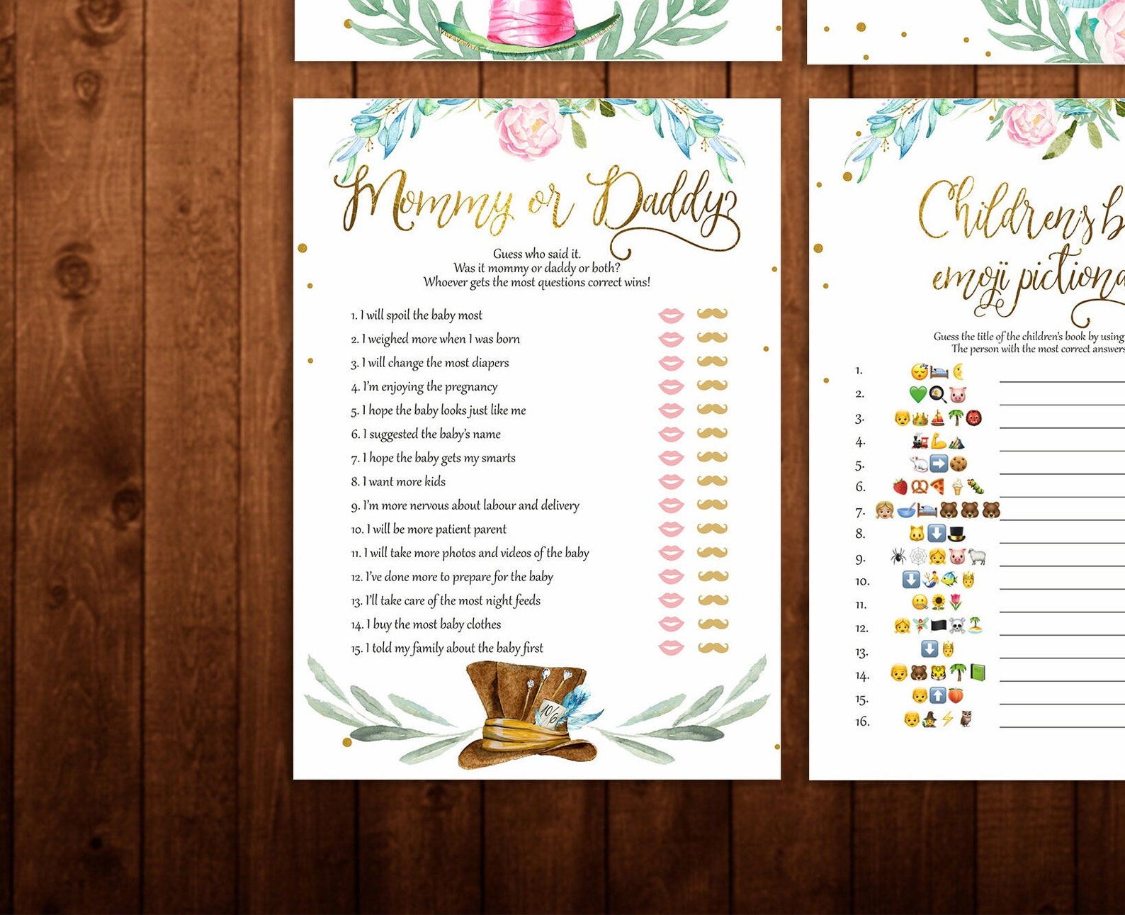 BABY SHOWER Printable Games Bundle Alice in Wonderland - Etsy