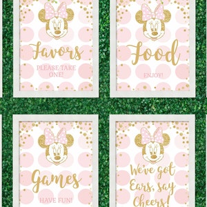 MINNIE MOUSE Signs 1st Birthday Party, Minnie Mouse Table Posters ...
