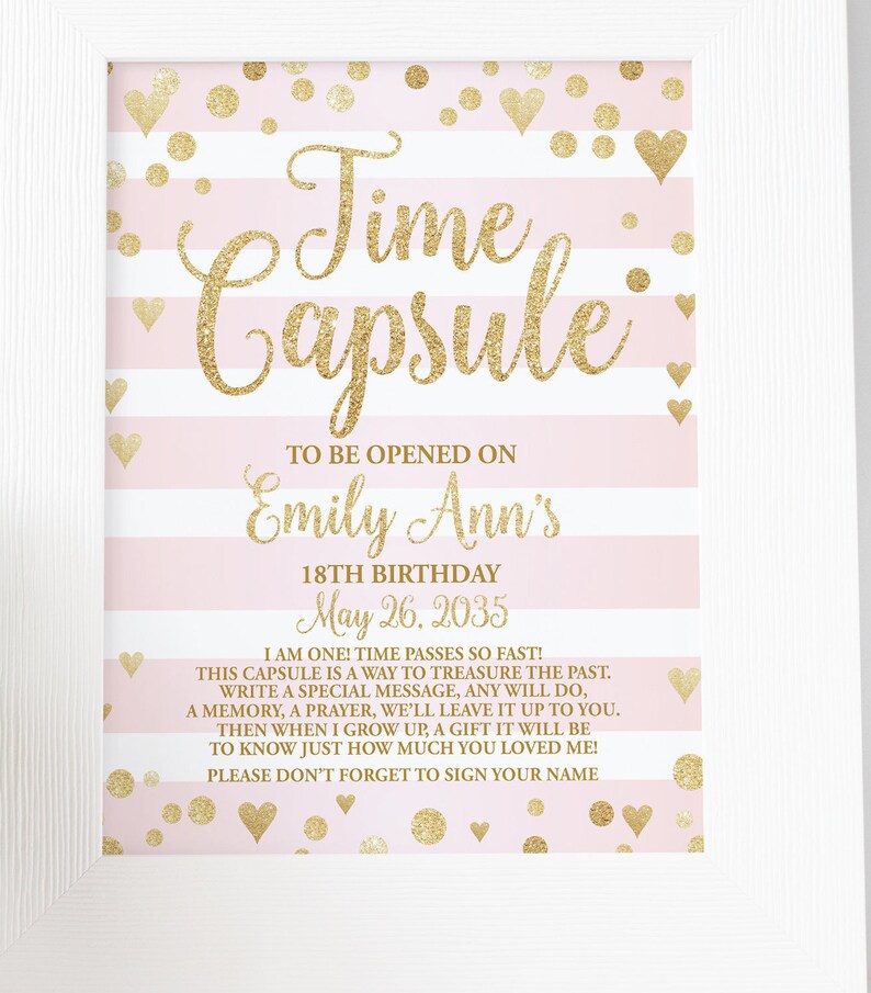 Baby Time Capsule Sign Message Note 1st Birthday Girl Time - Etsy