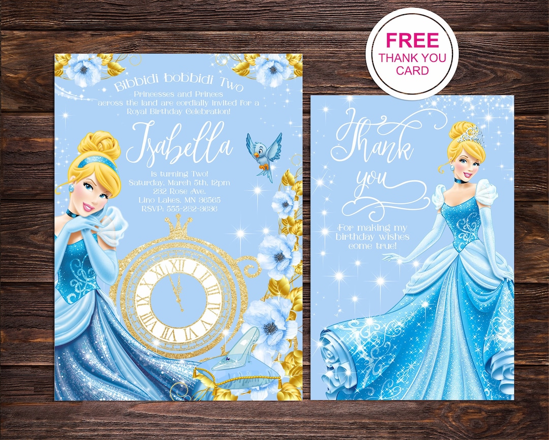PRINCESS Cinderella Birthday Invitation Party Custom Invite, Cinderella ...
