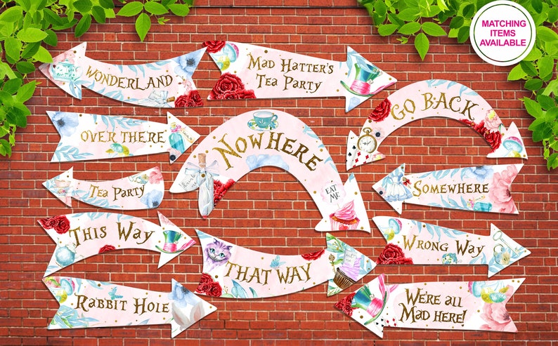 ALICE IN WONDERLAND Arrows Party Signs Alice in Wonderland - Etsy