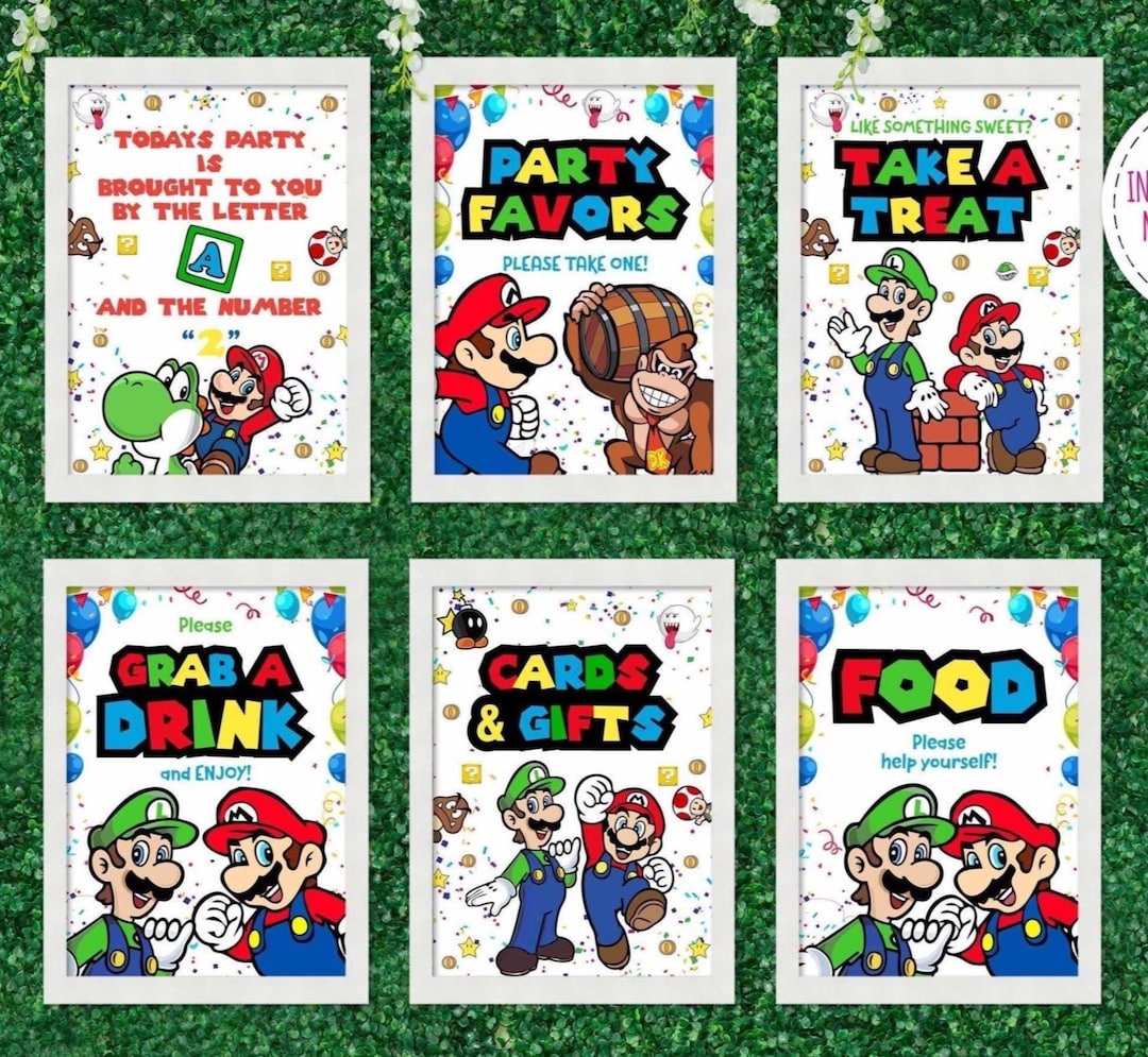 Super Mario & Luigi Birthday Signs Bundle | Kids Party Posters Set - Etsy