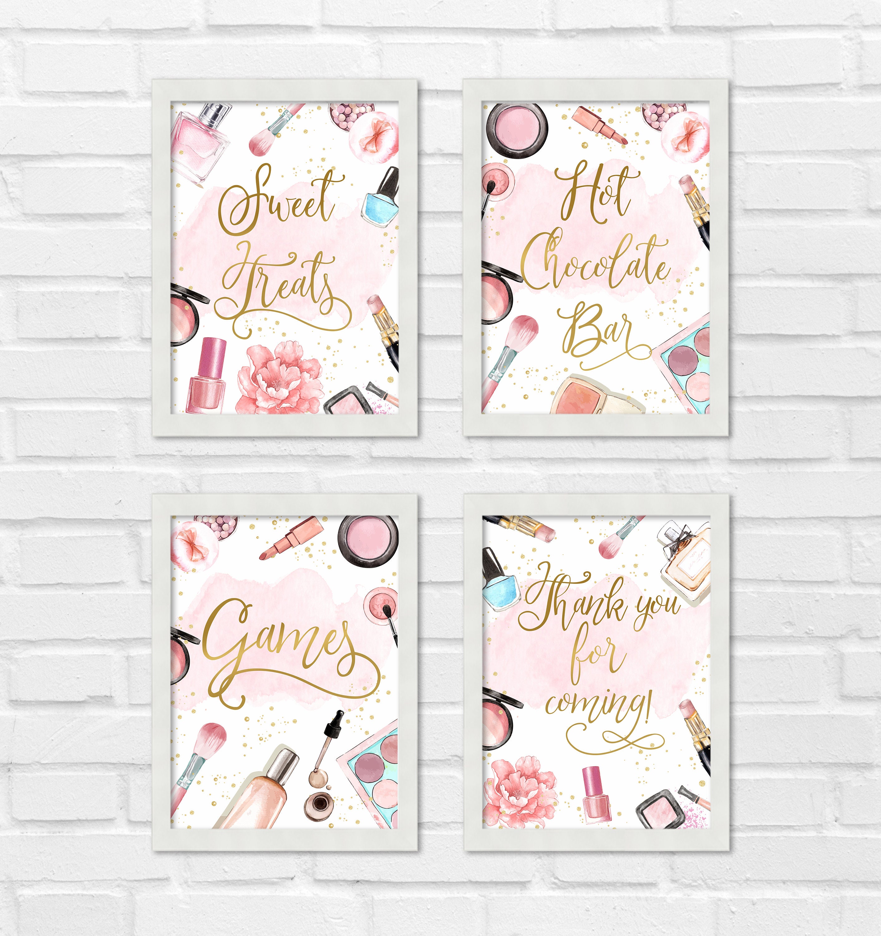 SPA Birthday Signs Makeup Sign Spa Party Posters Favors | Etsy