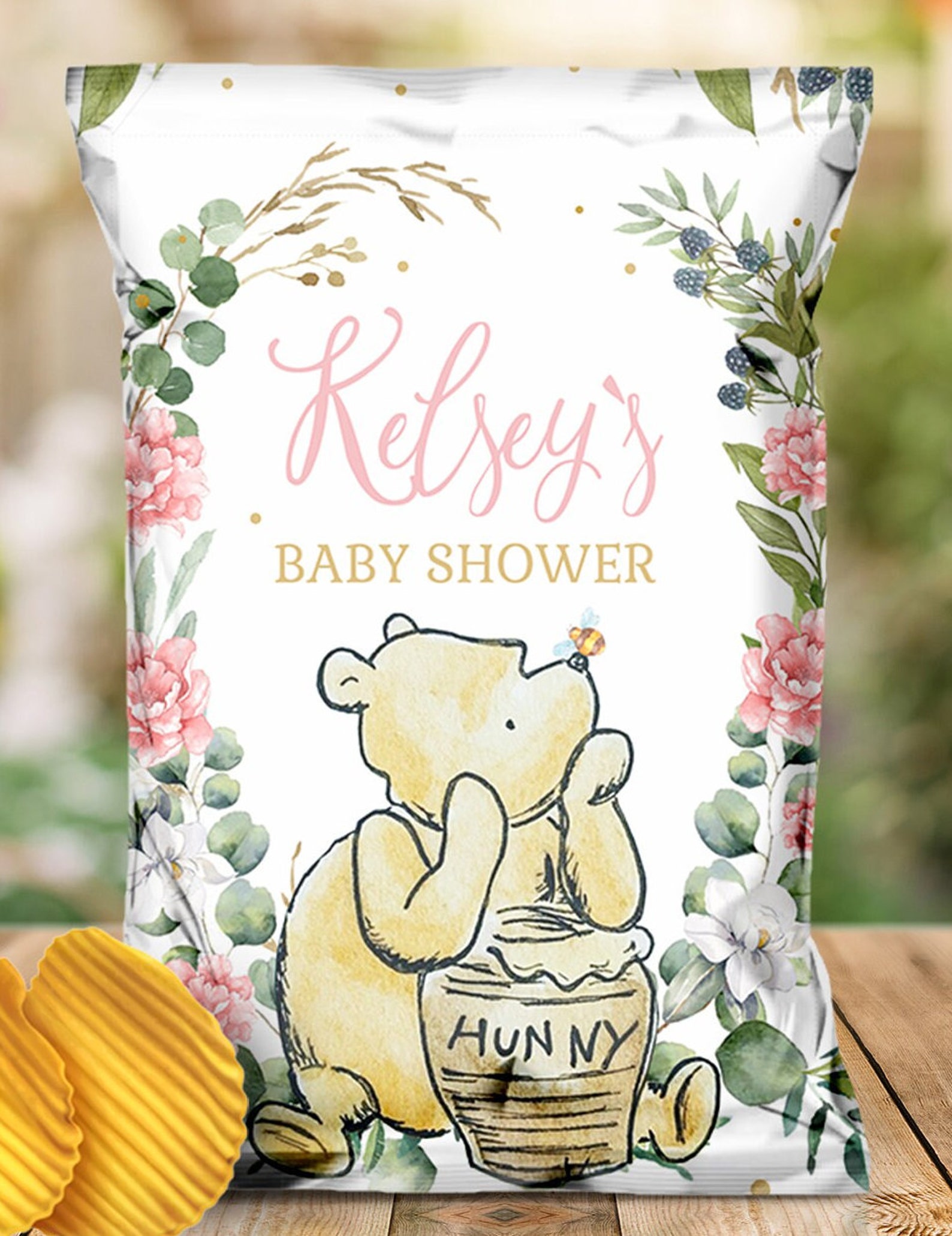 WINNIE THE POOH Baby Shower Potato Chip Bag Wrapper Party | Etsy