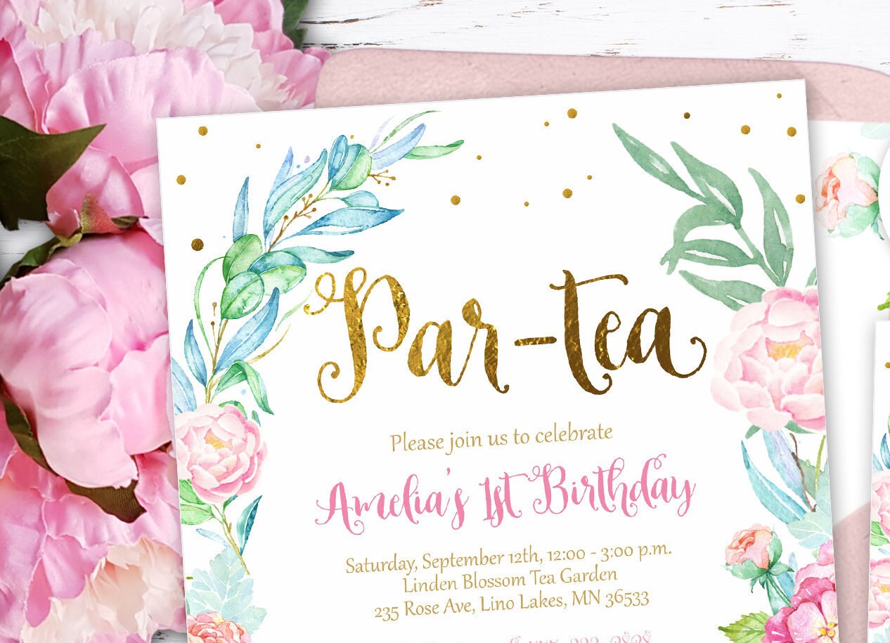 Par-tea 1st Birthday Invitation Tea First Birthday Invite - Etsy