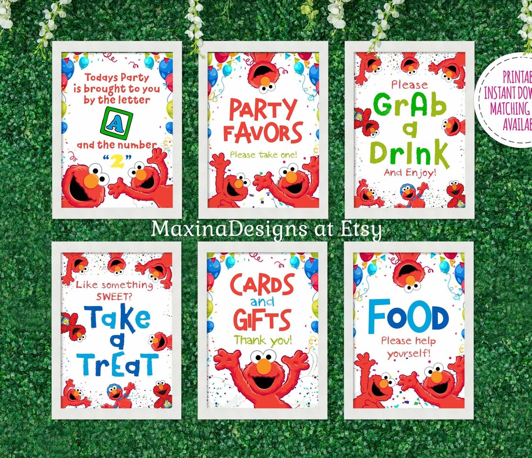 ELMO FIRST BIRTHDAY Bundle Signs Wall Table Decor Sesame Street ...