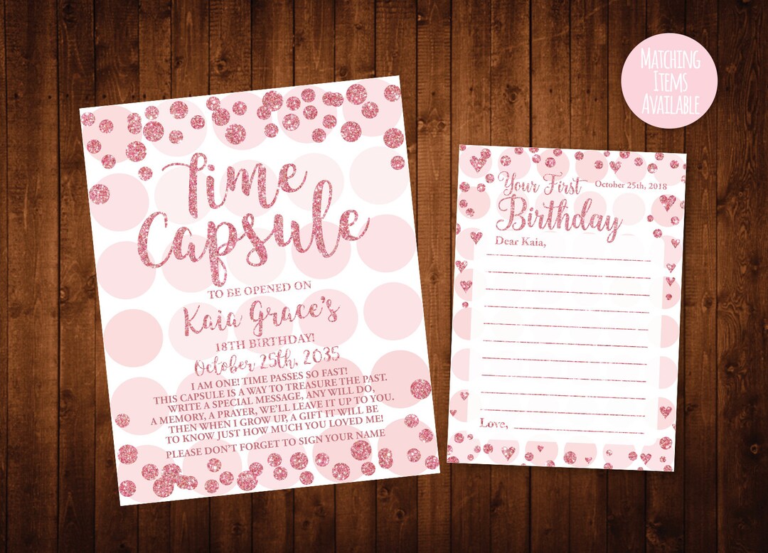 Time Capsule Sign, Time Capsule Poster, 1st Birthday Party Invitation ...