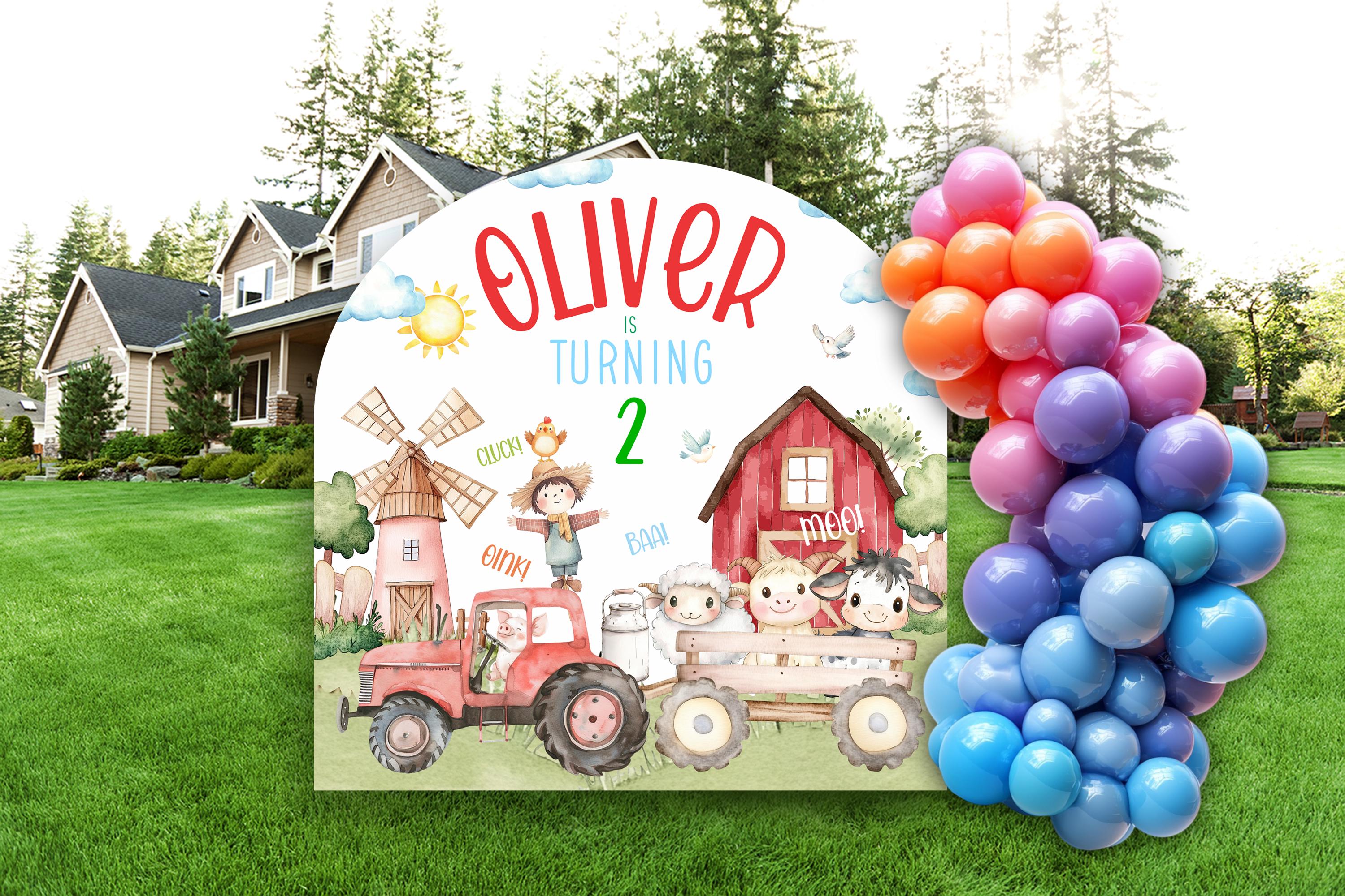 Farm Birthday Arch Backdrop • Custom Barnyard Animals Photo Prop ...