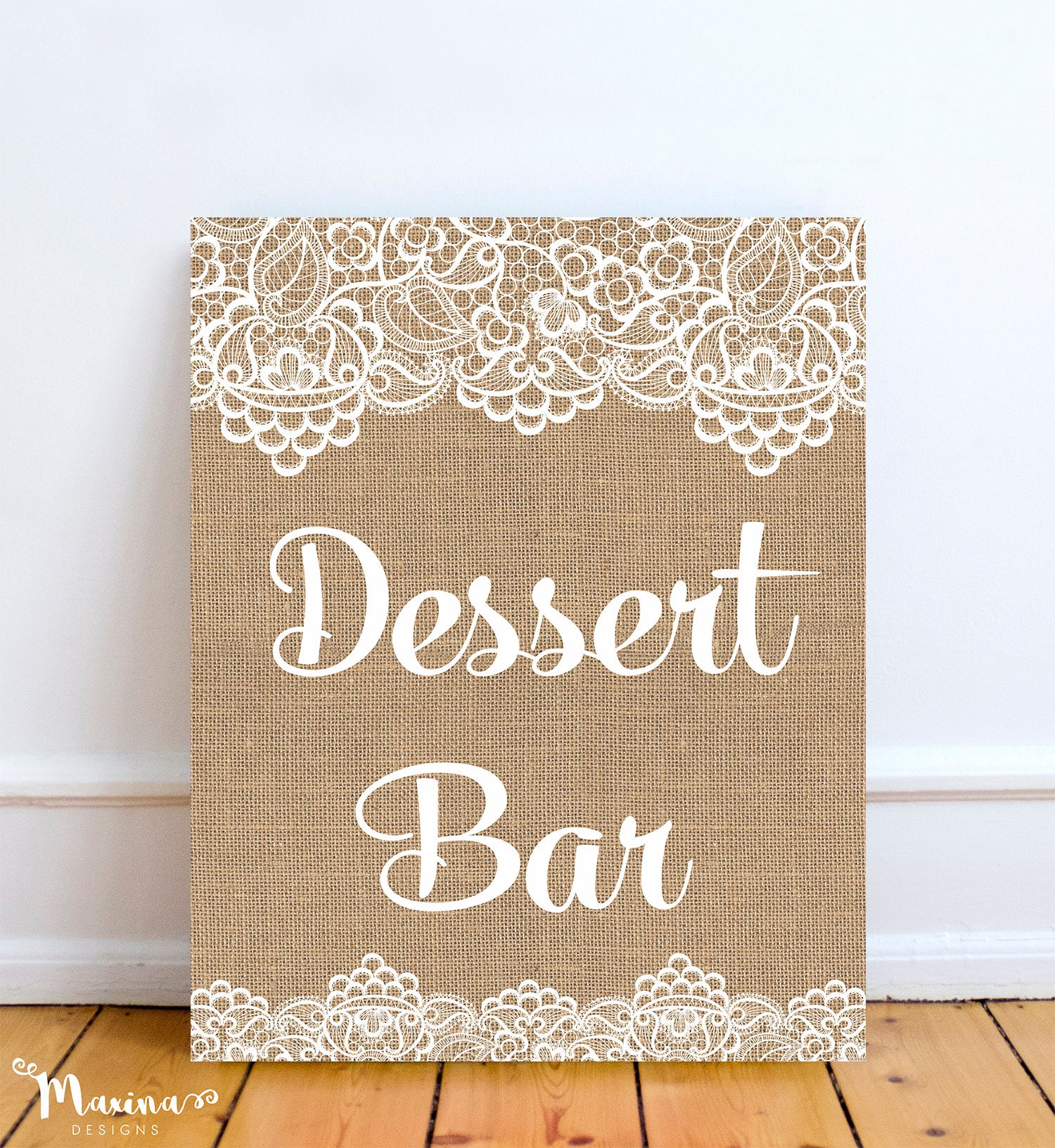 Rustic Dessert Bar Sign Burlap Lace Decor Wedding Signs | Etsy