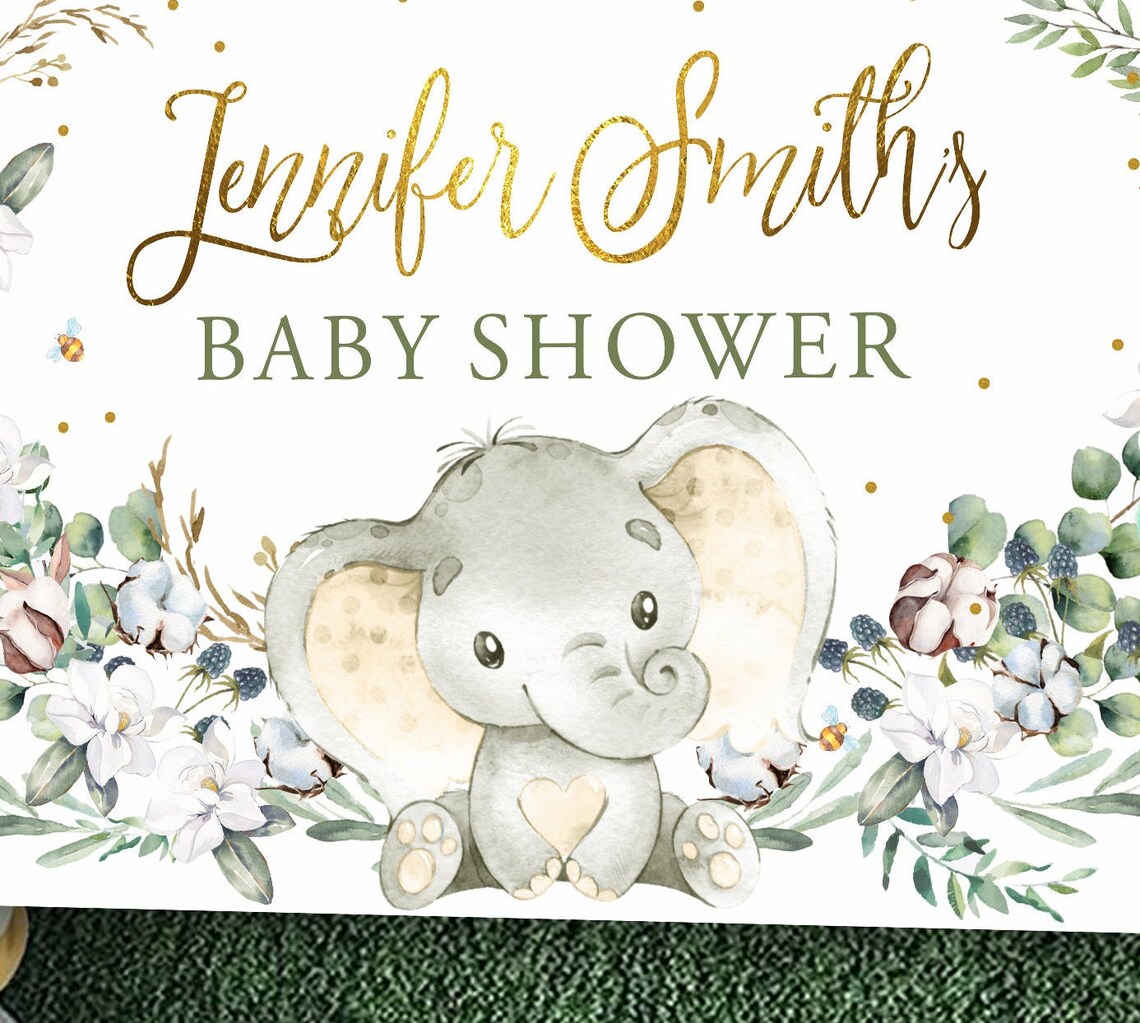 Baby Shower Wall Backdrop Elephant Party Backdrop Vinyl - Etsy