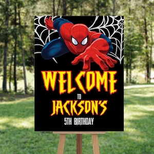 SPIDERMAN WELCOME SIGN, Spiderman Birthday Party Boy Welcome Poster ...