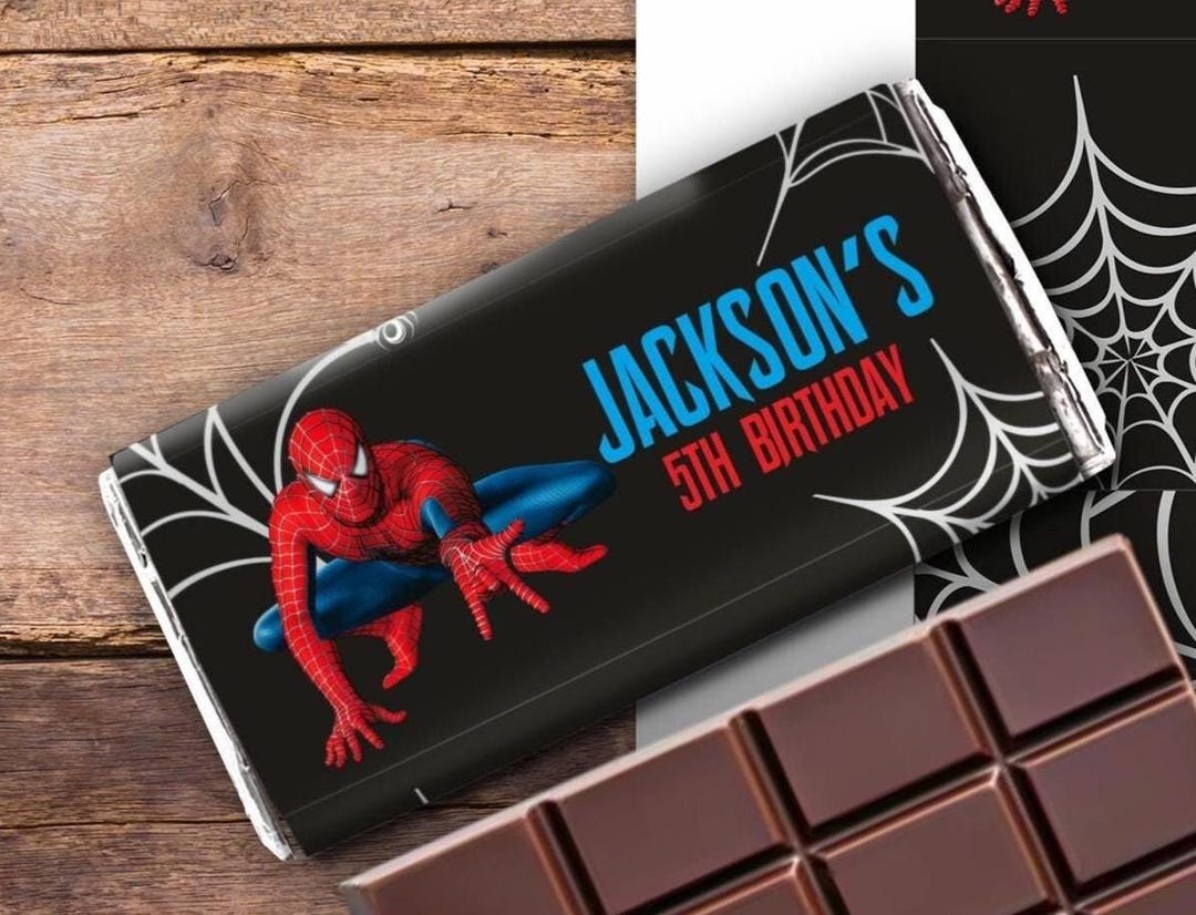 SPIDERMAN Chocolate Wrapper, Candy Bar Wrapper Chocolate Label ...