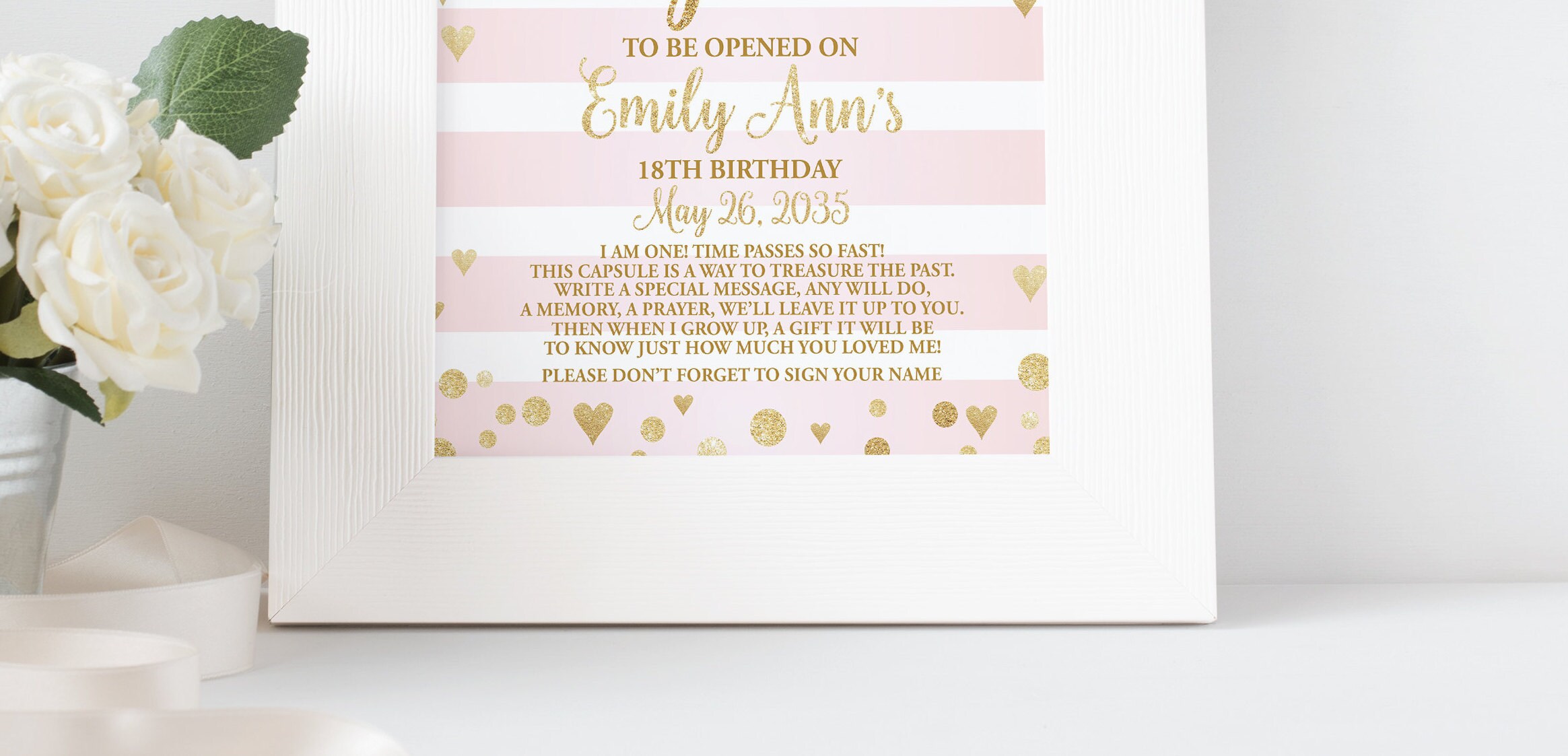 Baby Time Capsule Sign Message Note 1st Birthday Girl Time - Etsy