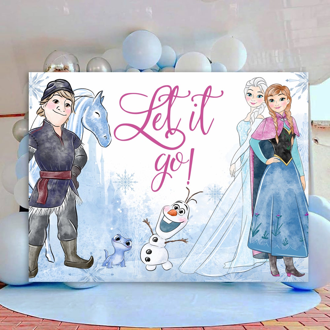 Frozen Let It Go Backdrop | Elsa Anna Birthday Wall Decor | Printable ...