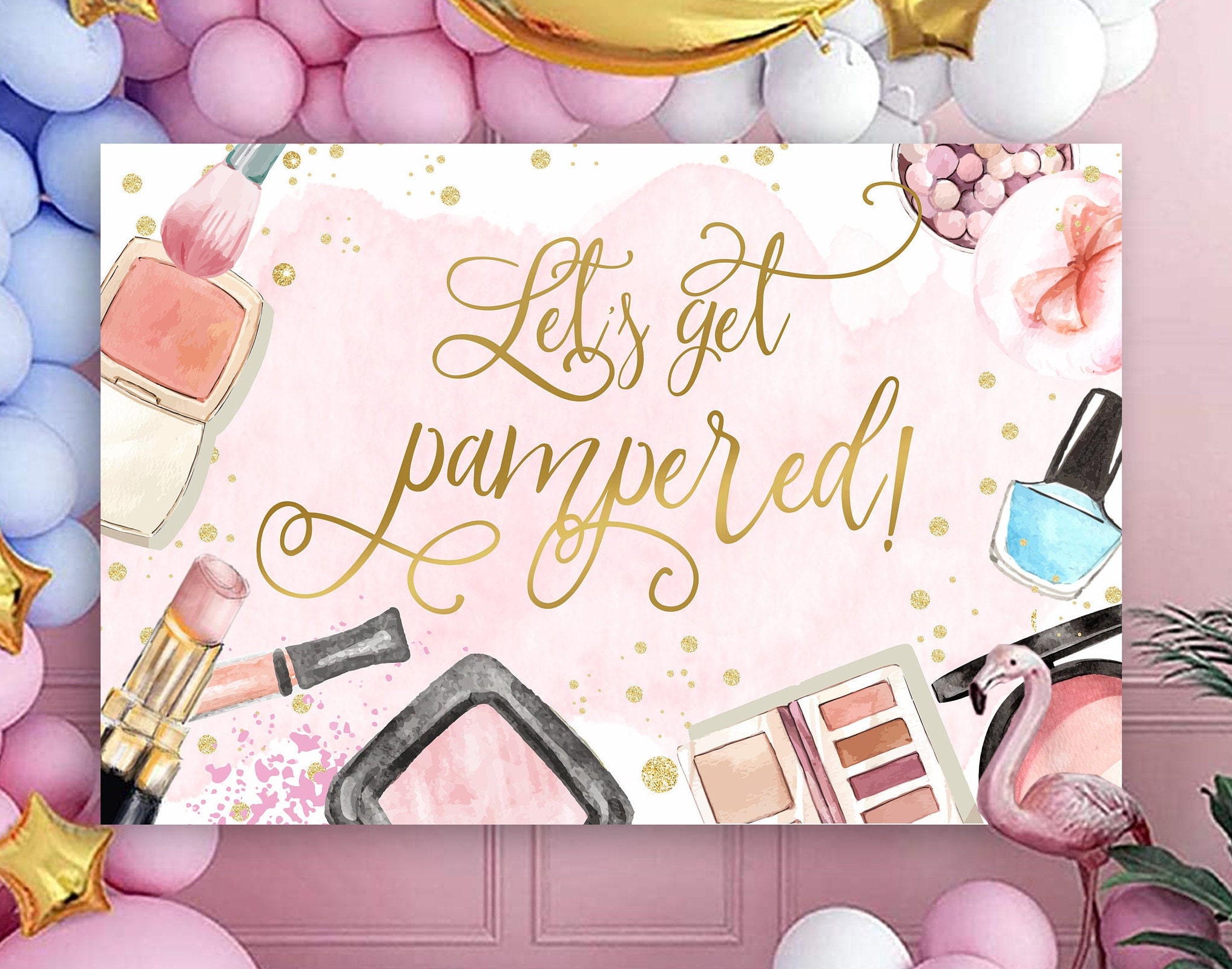 Spa Party Backdrop Printable | Let’s Get Pampered Wall Banner | Print ...