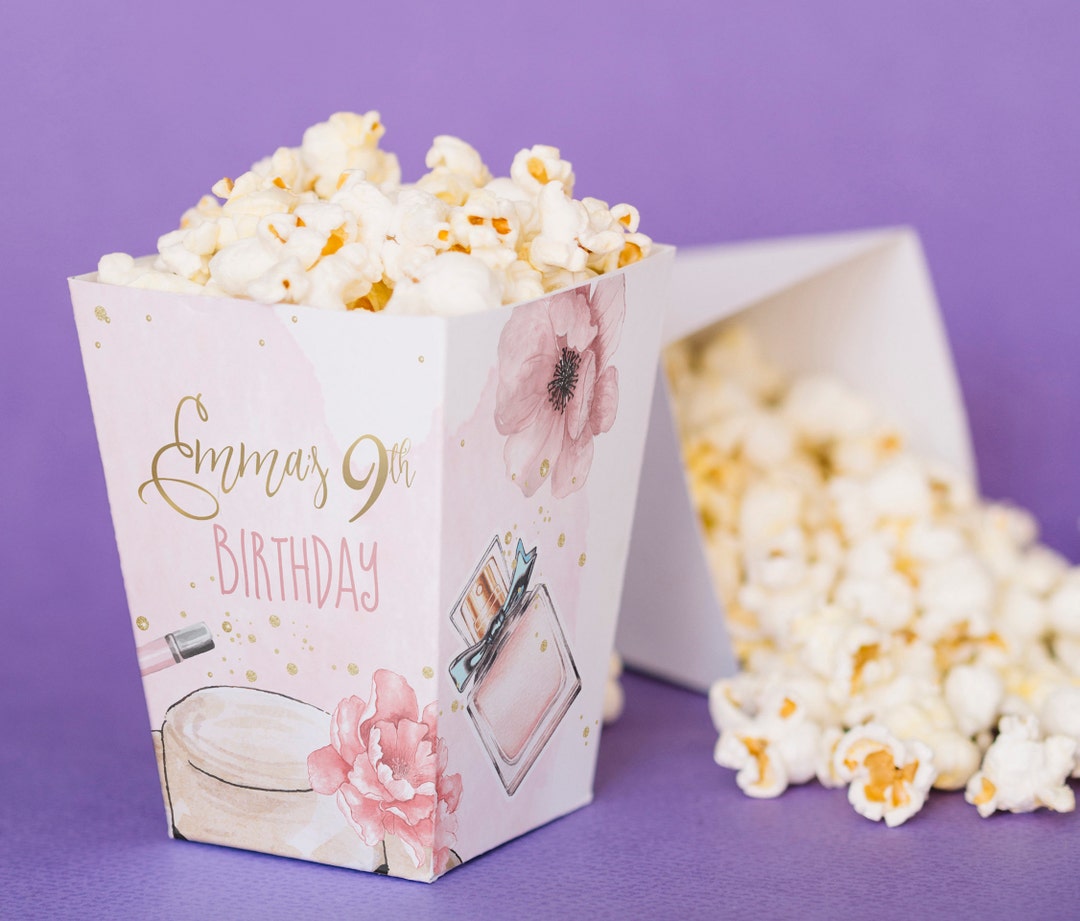 SPA Birthday Party Popcorn Box Printable, Pamper Party Glam Popcorn ...