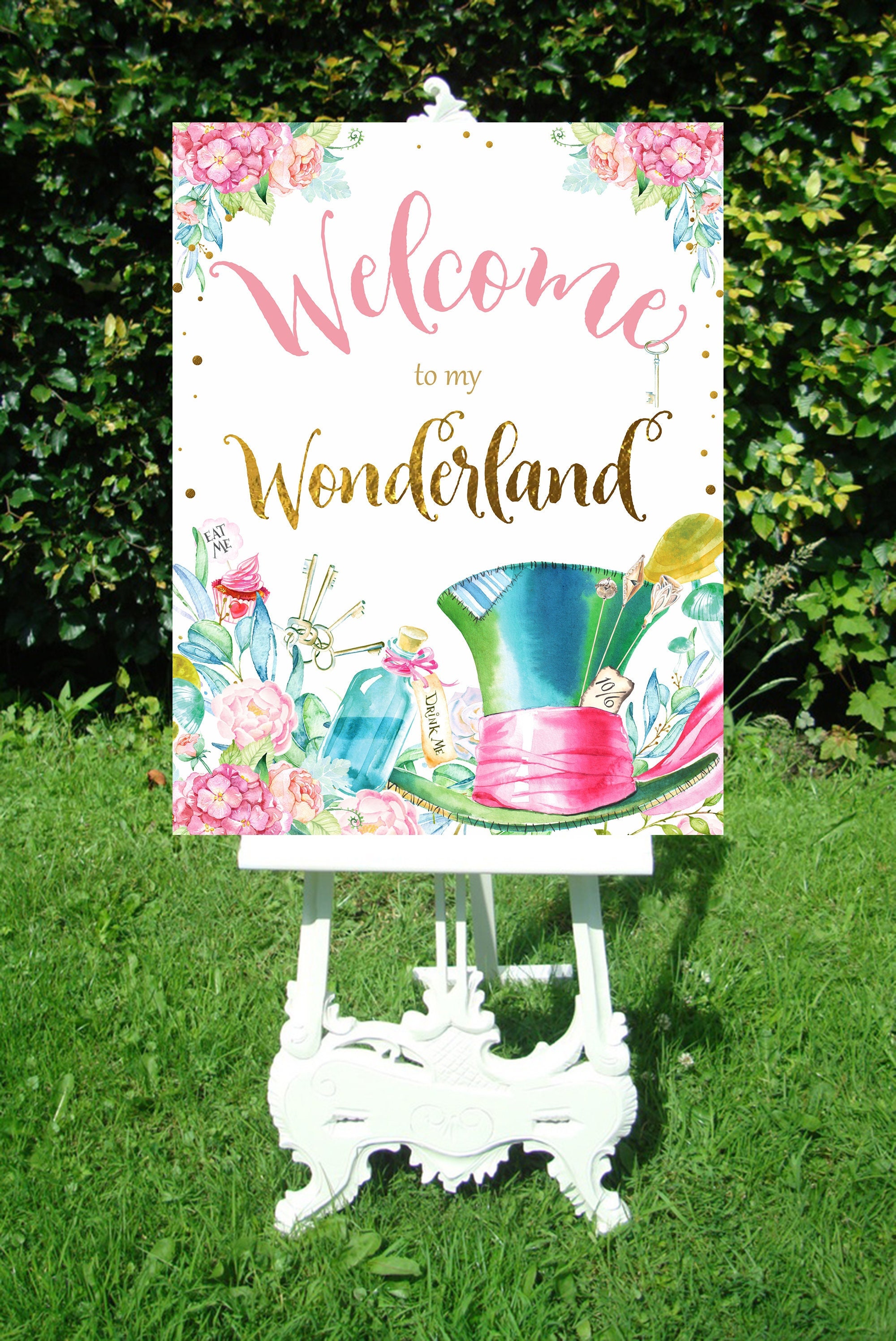 ALICE IN WONDERLAND Welcome Sign Alice in Wonderland Welcome - Etsy
