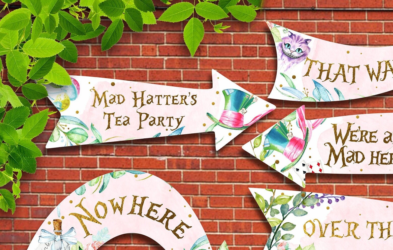 ALICE IN WONDERLAND Party Signs Alice in Wonderland Arrows | Etsy