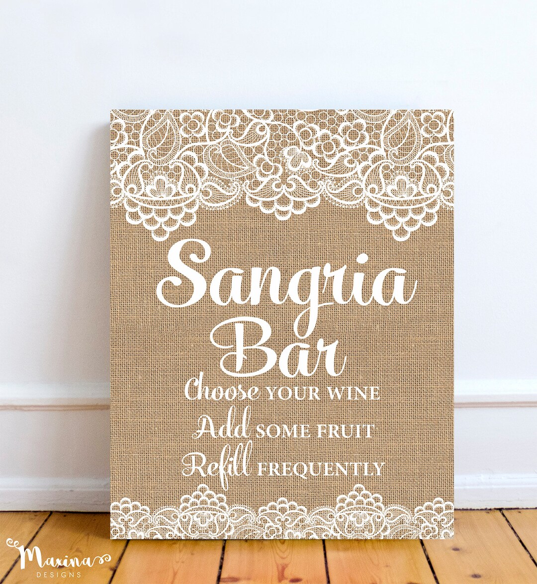 Rustic Sangria Bar Sign, Kraft Bridal Shower Decor, Baby Shower ...