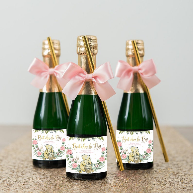 POP IT WHEN She Pops Champagne Wine Bottle Label Winnie the | Etsy