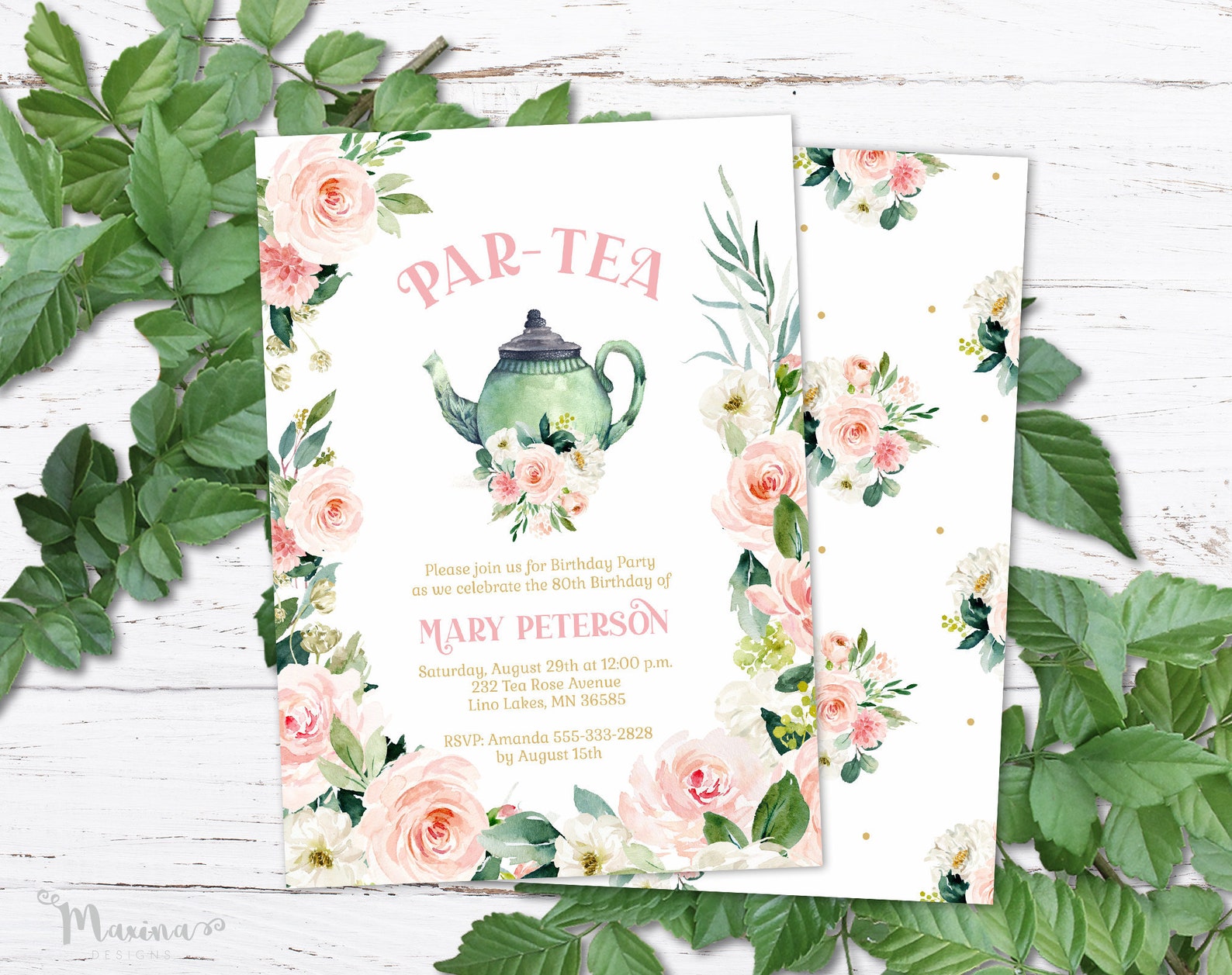 Par-Tea Invitation Adult birthday Tea Party Invite | Etsy