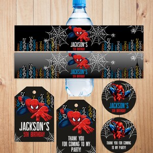SPIDERMAN Bottle Label Wrapper Favor Tag Circle Sticker, SPIDER-MAN ...