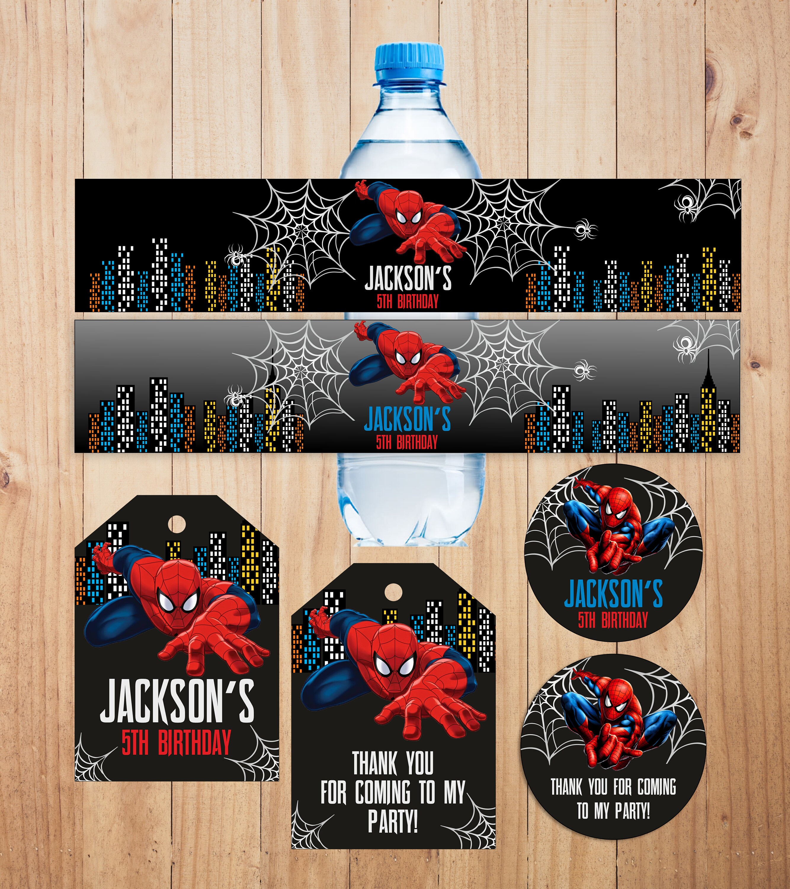 SPIDERMAN Bottle Label Wrapper Favor Tag Circle Sticker - Etsy