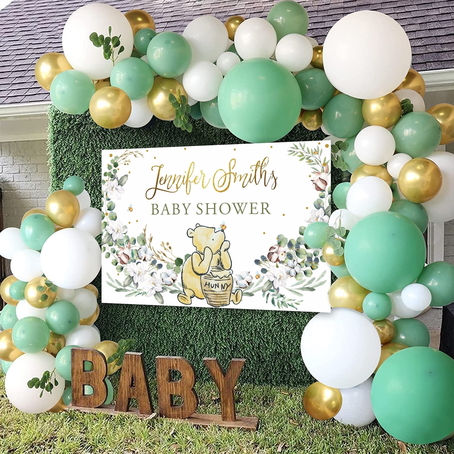 Custom Winnie the Pooh Baby Shower Backdrop Printable Wall Decor - Etsy