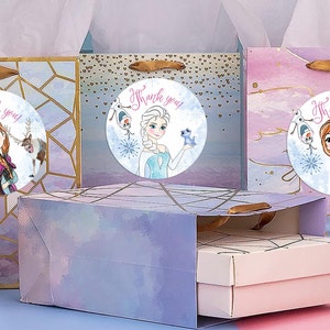FROZEN Circle Stickers Thank You Tag, Favor Tags Elsa and Anna Frozen ...