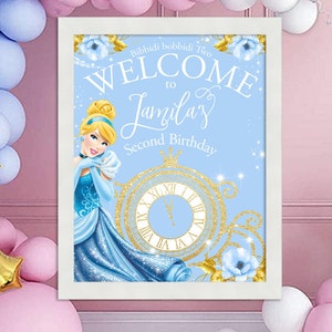Cinderella Birthday Welcome Sign Princess Welcome Party Poster Custom ...