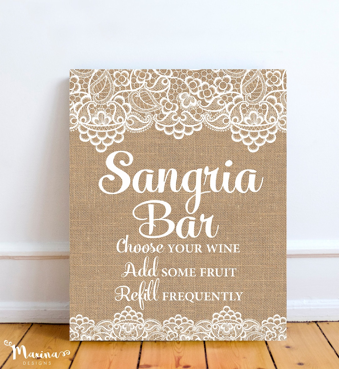 Sangria Bar Sign Banner, Wedding Signs, Bridal Shower, Printable ...