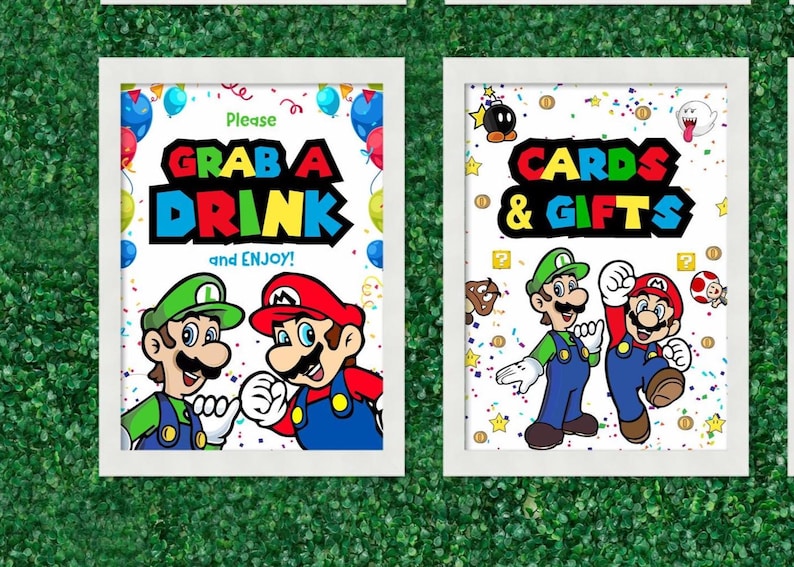 Super Mario & Luigi Birthday Signs Bundle | Kids Party Posters Set - Etsy
