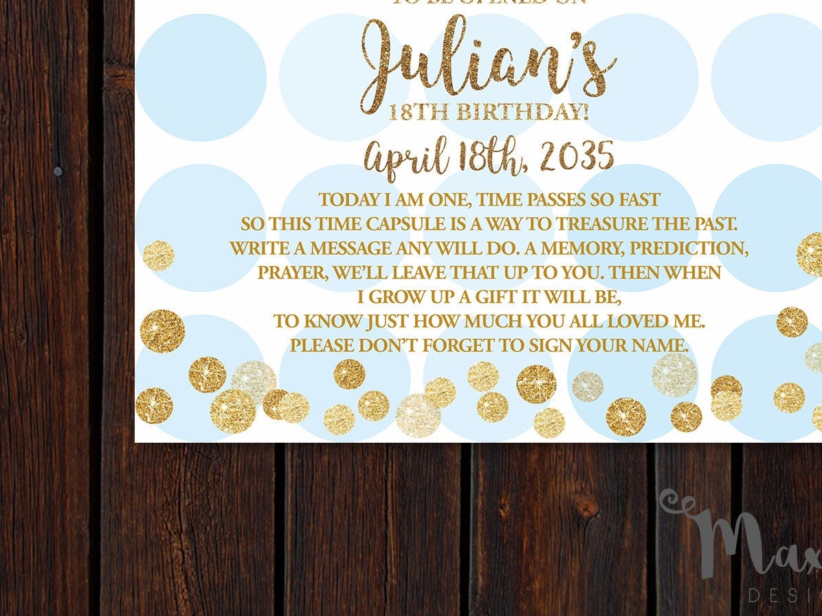 Time Capsule Kit First Birthday Boy Sign and Note Card 1st - Etsy