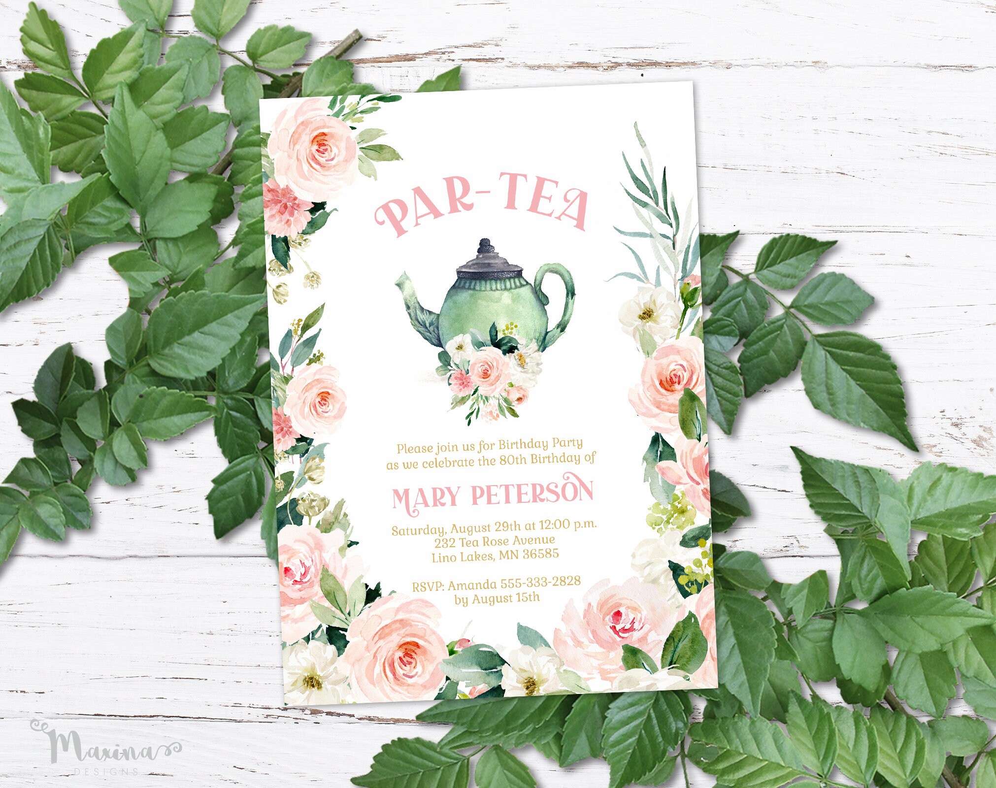 Par-Tea Invitation Adult birthday Tea Party Invite | Etsy