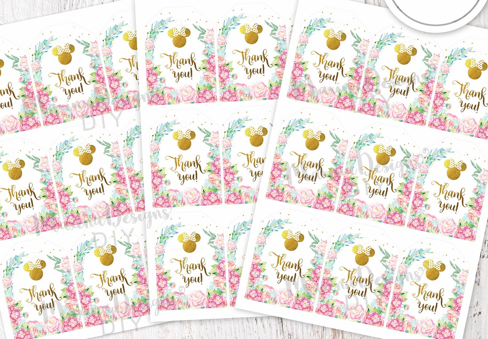 Minnie Mouse Favor Tag Thank You Tags Birthday Party Tags - Etsy
