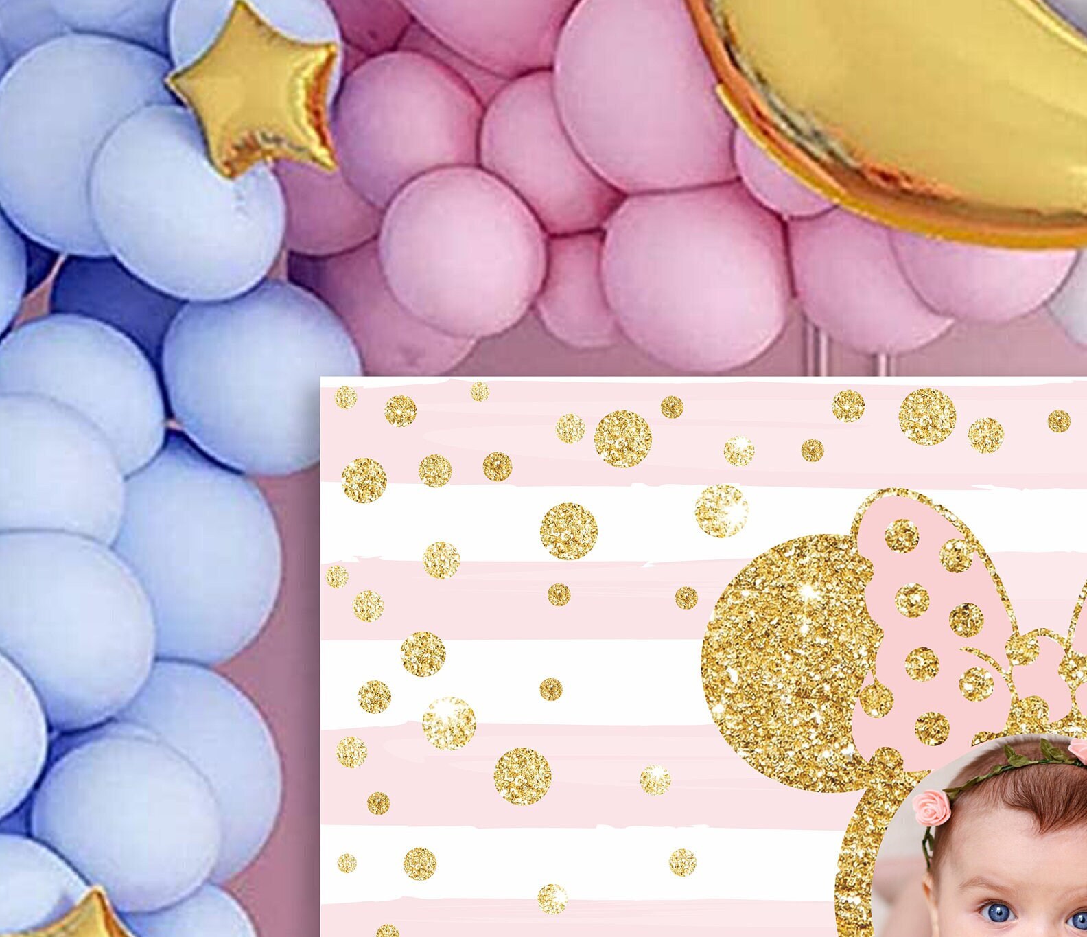 BACKDROP MINNIE MOUSE Birthday Party Wall, Minnie Mouse Printable Vinyl ...