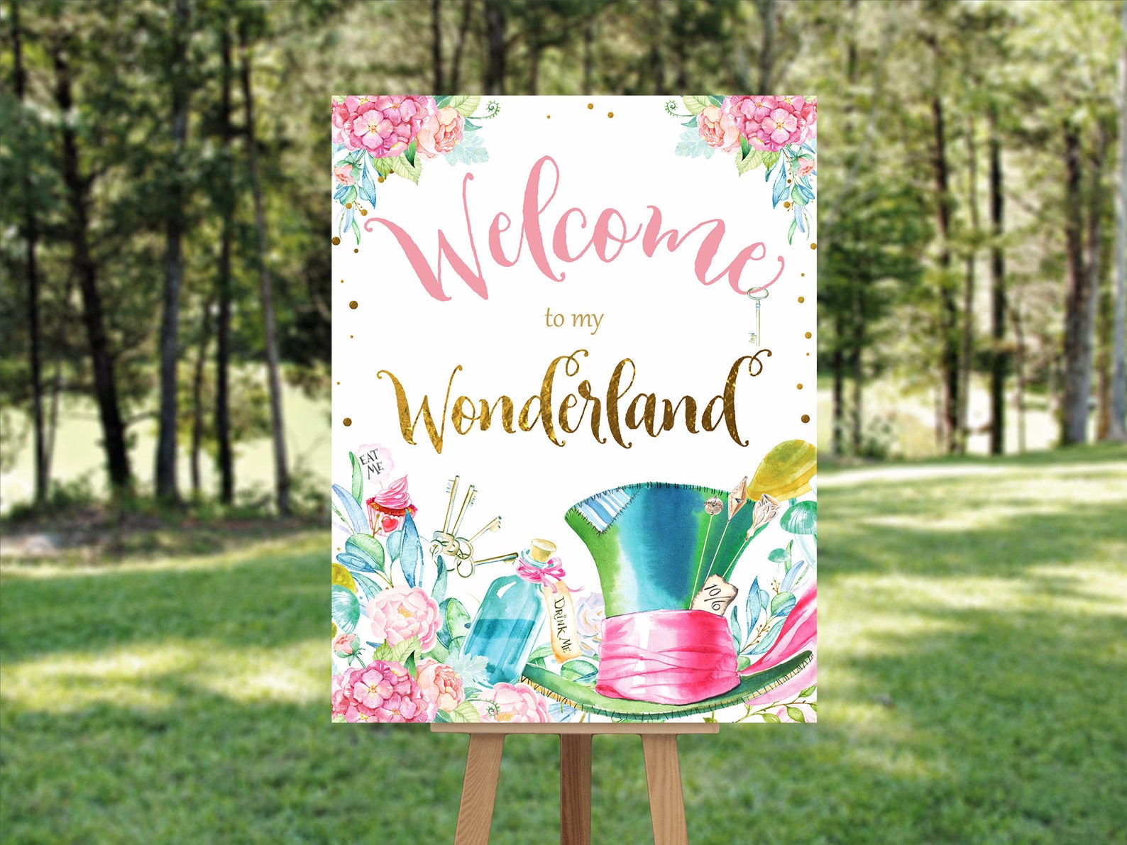 Alice in Wonderland Welcome Sign | Printable Poster for Birthday, Sweet ...