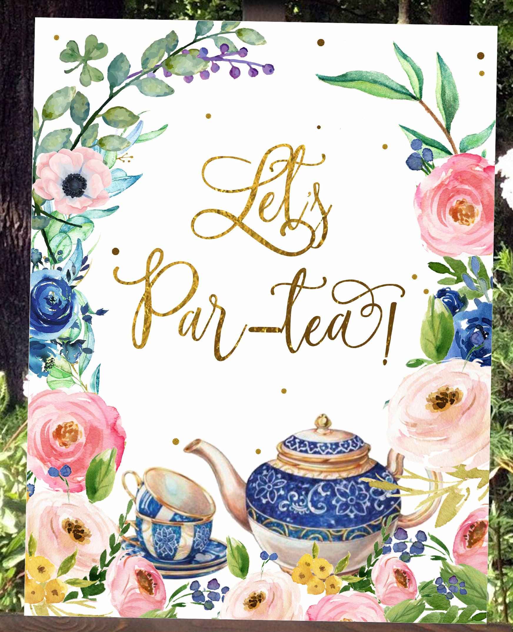 Let's Par-tea TEA PARTY WELCOME Sign Printable Tea Party - Etsy