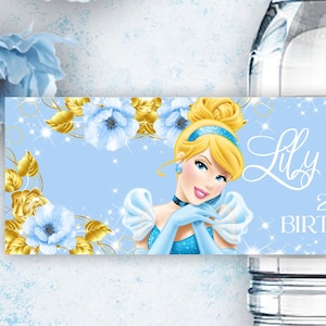CINDERELLA WATER Bottle Label, Princess Cinderella Decor Water Bottle ...